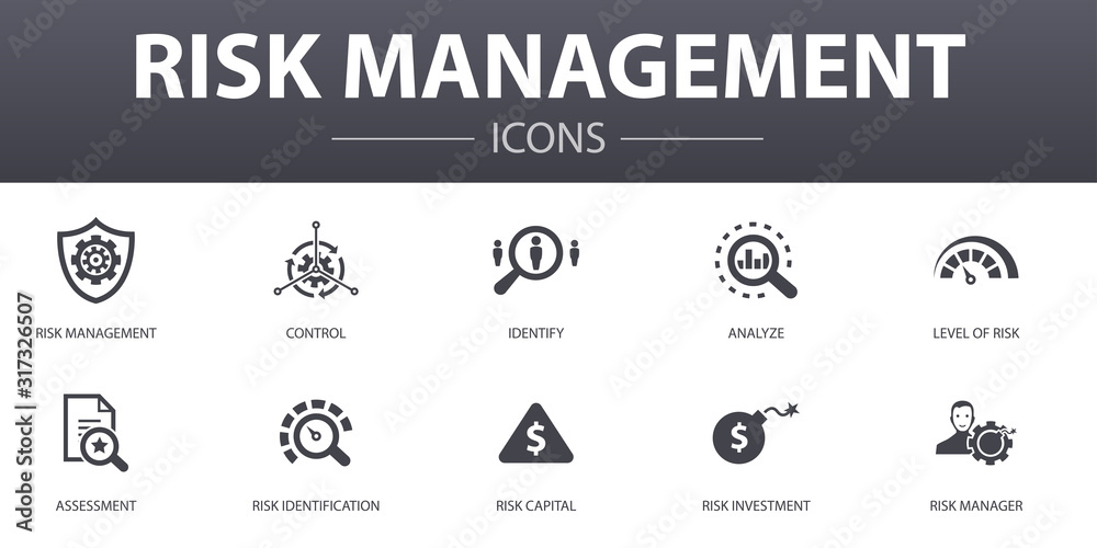 risk management simple concept icons set. Contains such icons as ...
