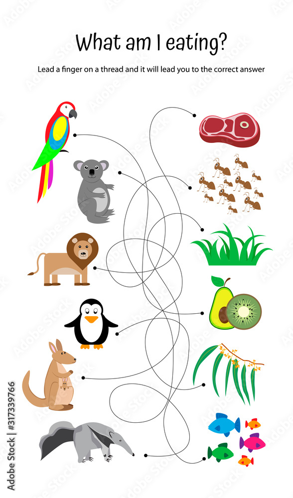 What do animals eat? Find the right way. Educational game for children ...