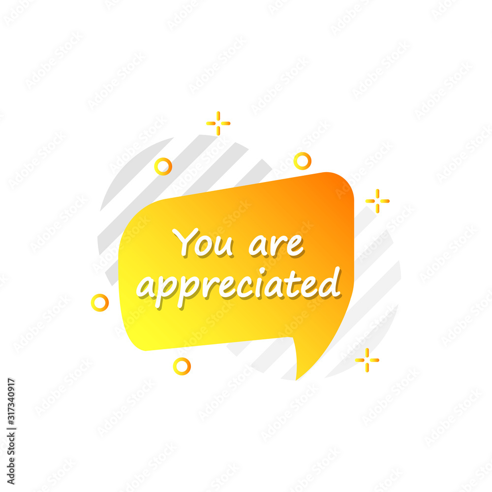 Bubble in yellow, orange, you are appreciated icon. Simple colored ...