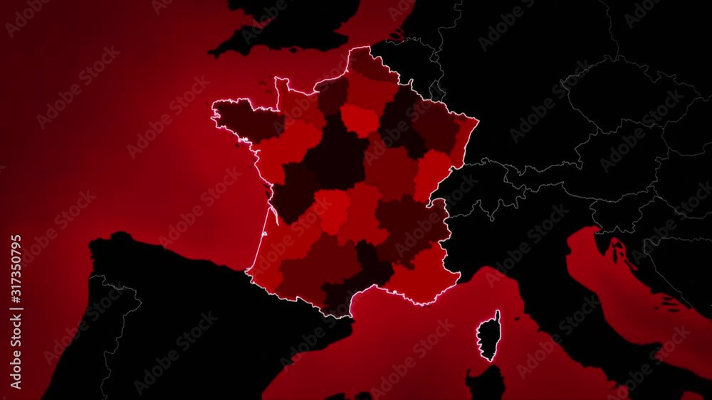 Highly detailed map of France showing the administrative regions ...