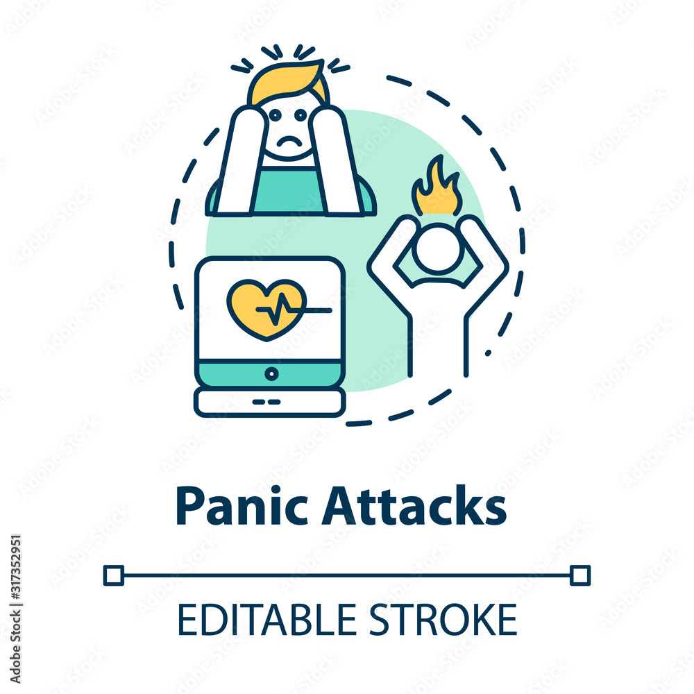 Panic attacks concept icon. Feeling of fear, phobia. Stress symptoms ...