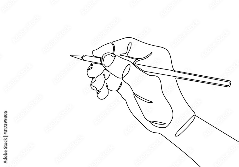continuous line drawing of hand drawing line with pencil Stock ...
