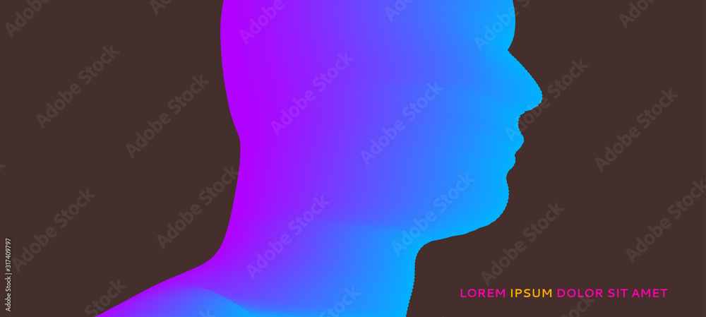 Face side view. Abstract human head silhouette with color gradient ...