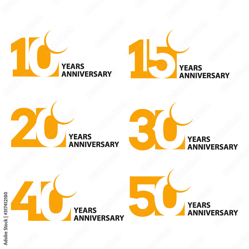 Vector set of anniversary number signs, symbols.years jubilee design ...