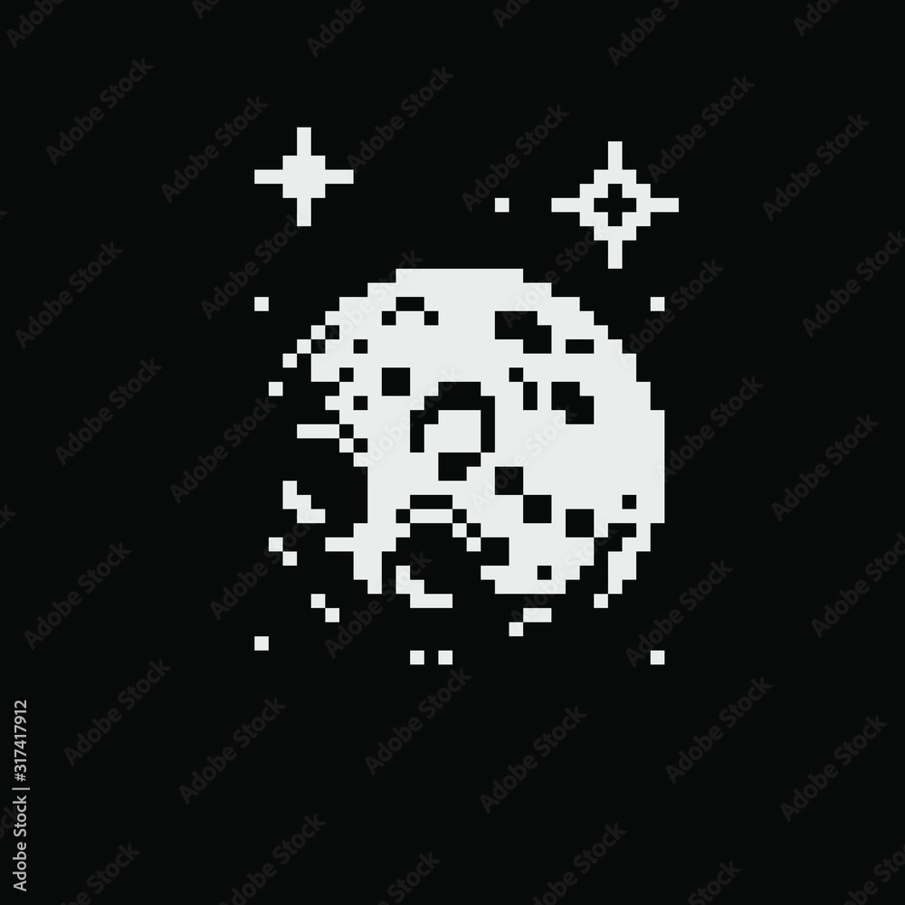 Moon icon. Design for logo, web, sticker, mobile app. Retro 80s pixel ...