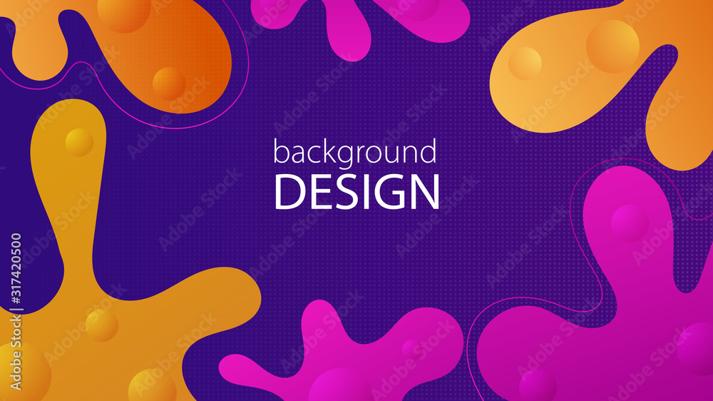 Purple fluid background design. Liquid ameoba shapes composition. Funky ...