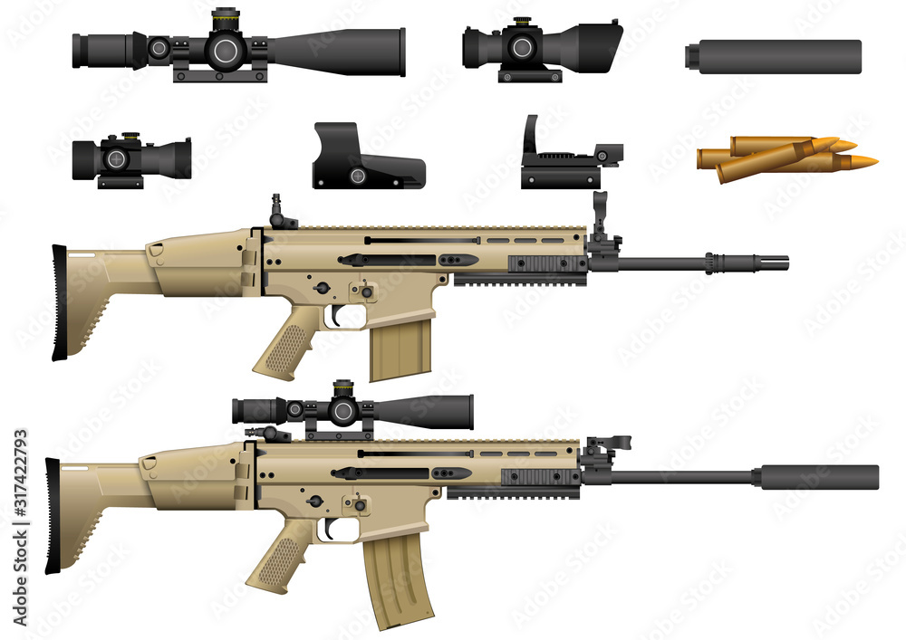 Rifle with scope vector illustration isolated on white background ...