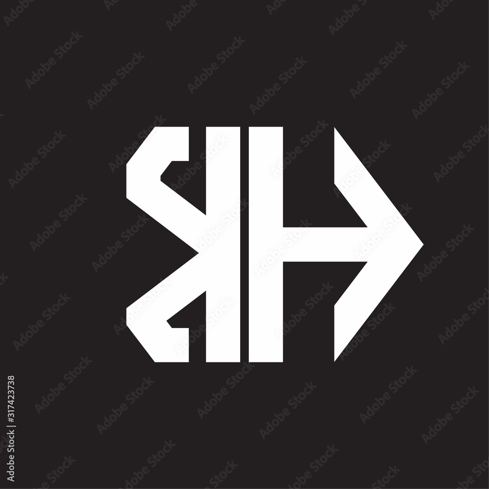 KH Logo monogram with middle hexagon style isolated on black background ...
