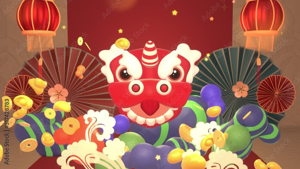 Chinese New Year greeting animation. (Loop) Stock Video | Adobe Stock