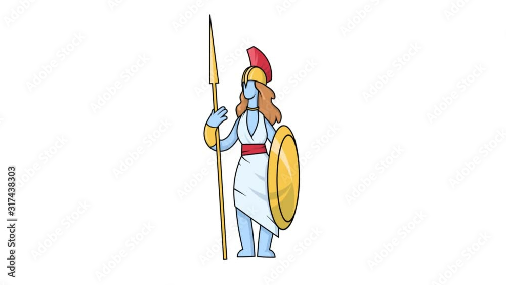 Looping animation of Greek goddess Athena on white background with ...
