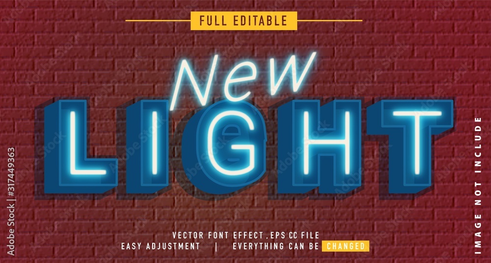 neon text effect that can be edited easily, letters are bright and ...