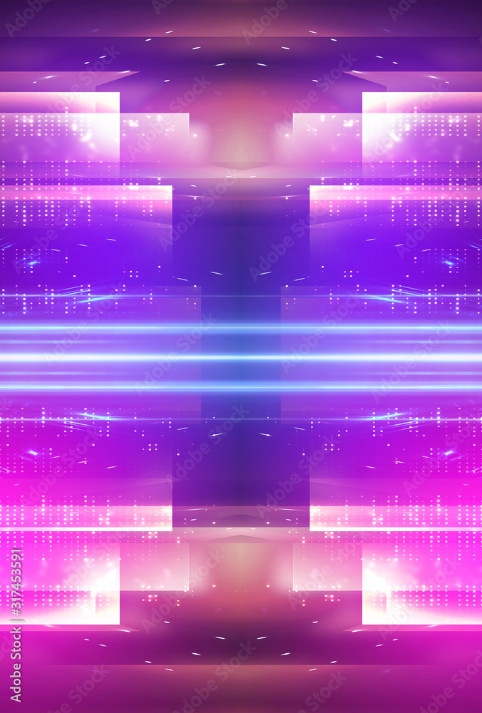 Ultraviolet abstract light. Light element, light line. Violet and pink ...