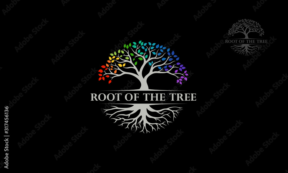 Root Of The Tree Rainbow - vector logo illustration. This logo ...