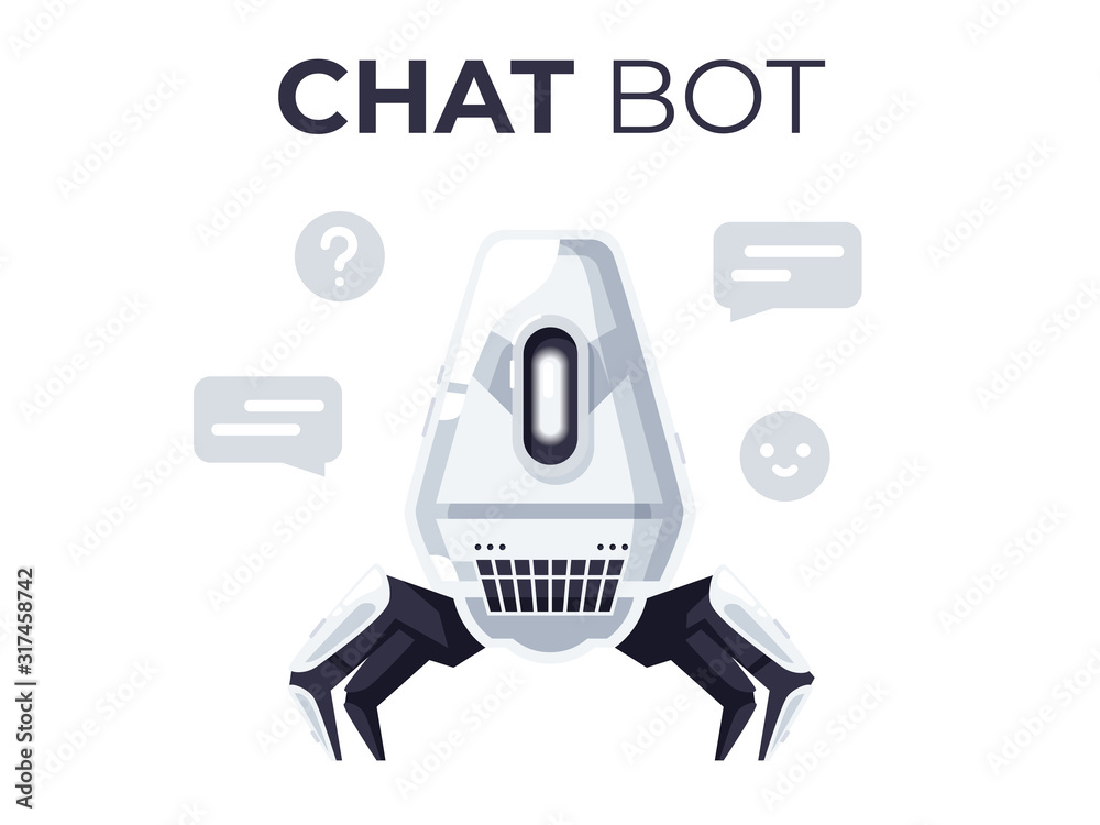 Robot isolated. Cute cartoon chat bot design. Robot toy. Funny simple ...