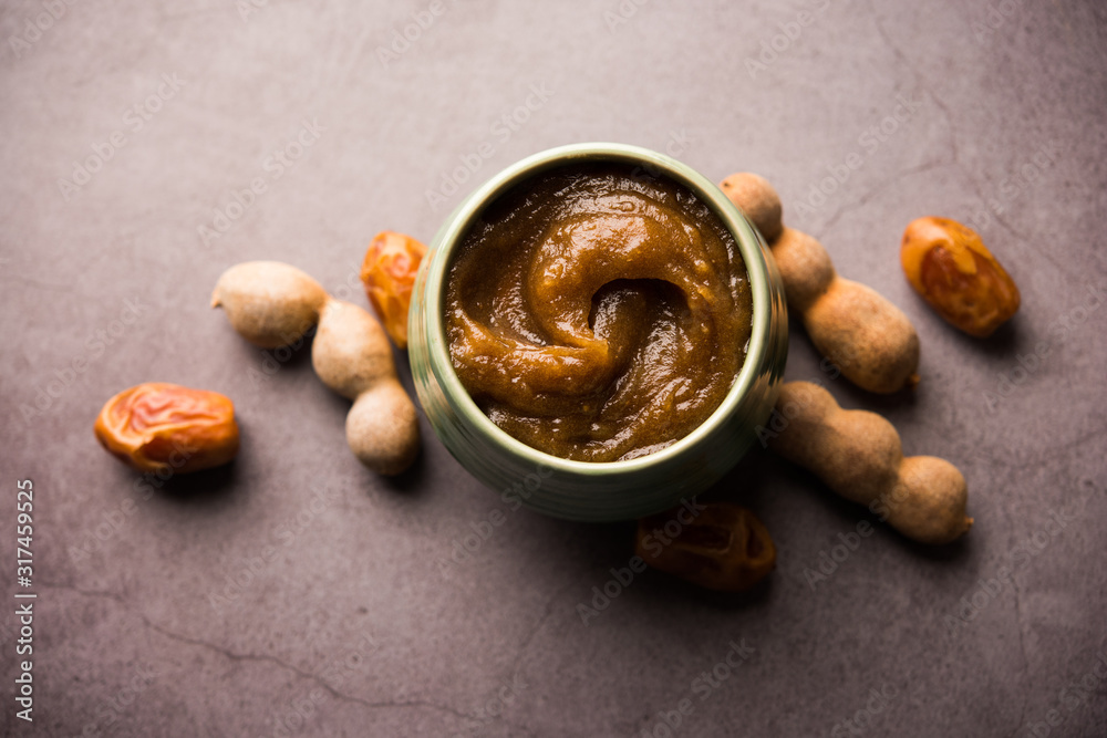 Dates Tamarind Chutney - Khajoor crushed to paste and mixed with Imli ...
