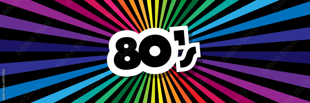 Eighties on radial stripes background Stock Vector | Adobe Stock