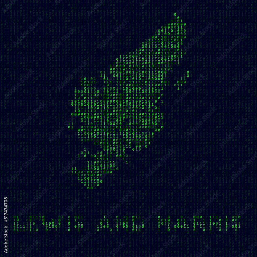 Digital Lewis and Harris logo. Island symbol in hacker style. Binary ...
