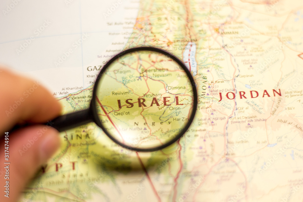 Ivanovsk, Russia - January 24, 2019: Israel on the map of the world ...