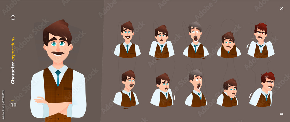 Man Cartoon Character Expressions Stock Vector | Adobe Stock