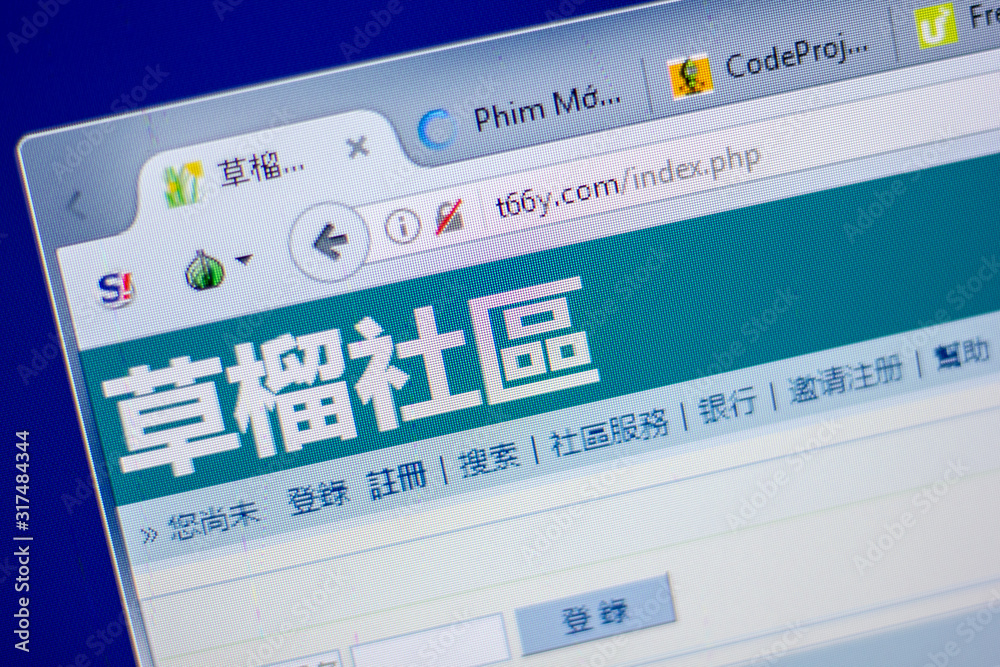 Ryazan, Russia - June 05, 2018: Homepage of T66y website on the display of PC, url - T66y.com ...