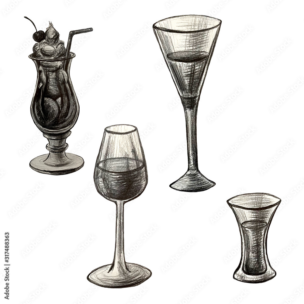 Wine Bottle Pencil Drawing