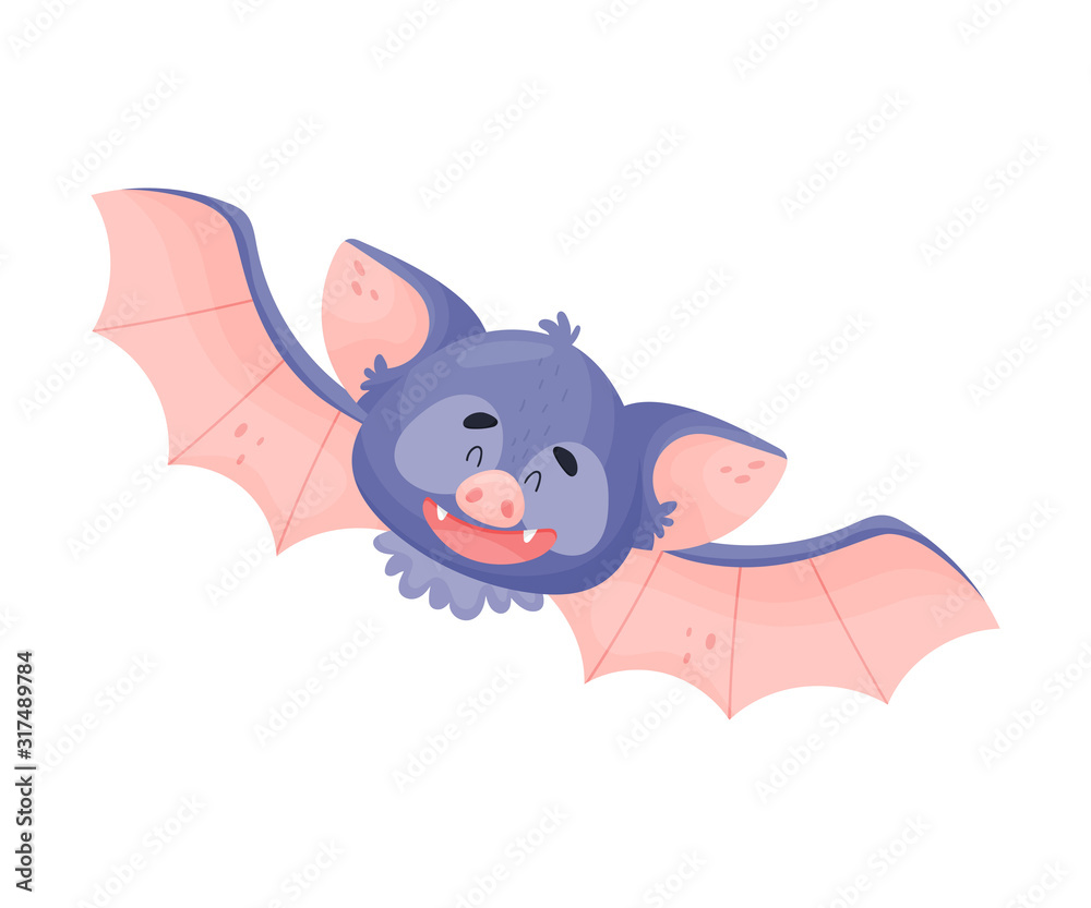 Cartoon Bat Character in Flying Pose Vector Illustration Stock Vector ...