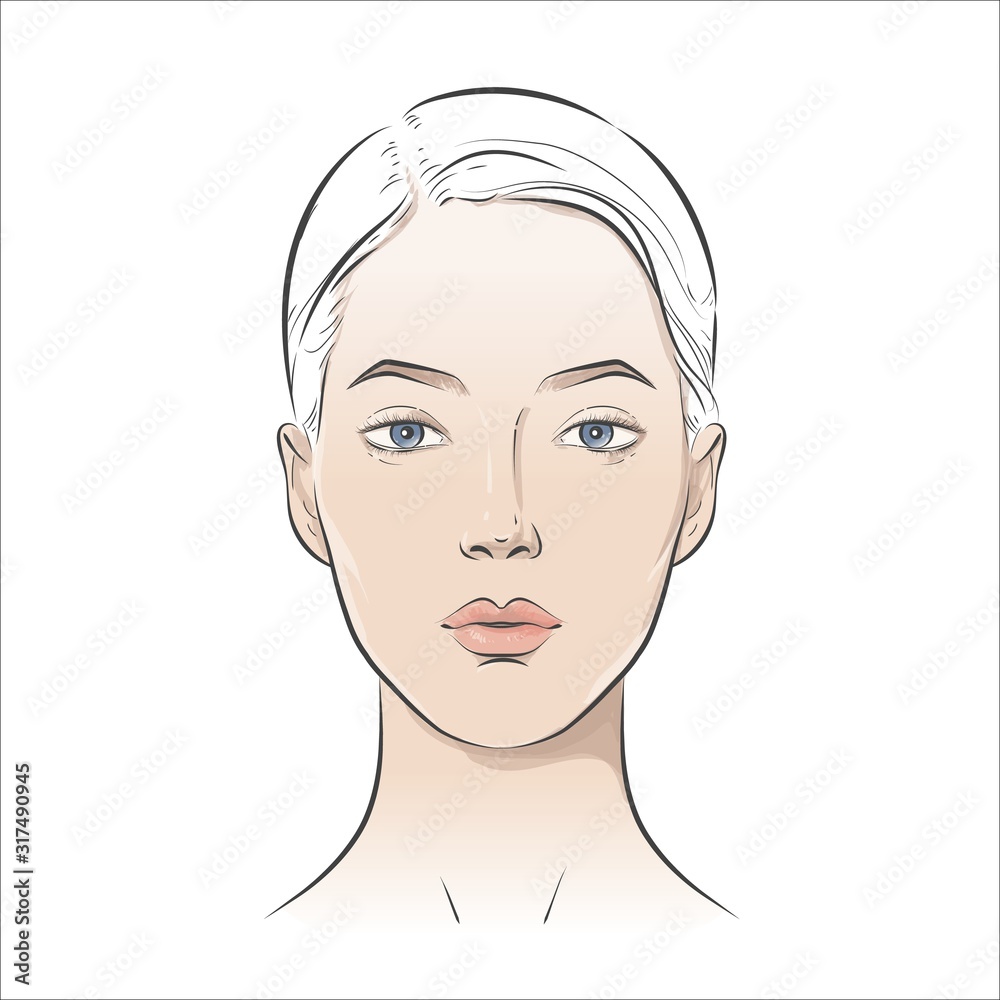 Vector woman face. Young beautiful girl with healthy skin. Stock Vector ...