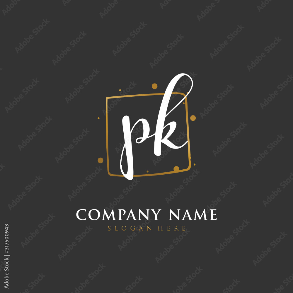 Handwritten initial letter P K PK for identity and logo. Vector logo ...