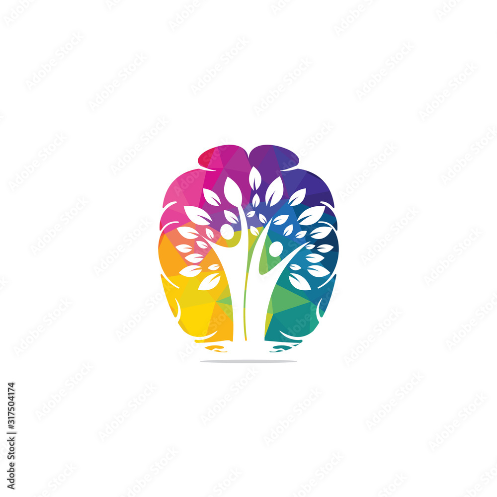 Human tree and brain vector logo design. Think brain roots vector ...