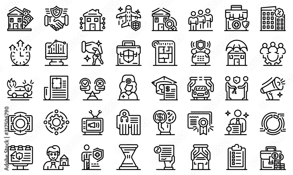 Advertising agent icons set. Outline set of Advertising agent vector ...