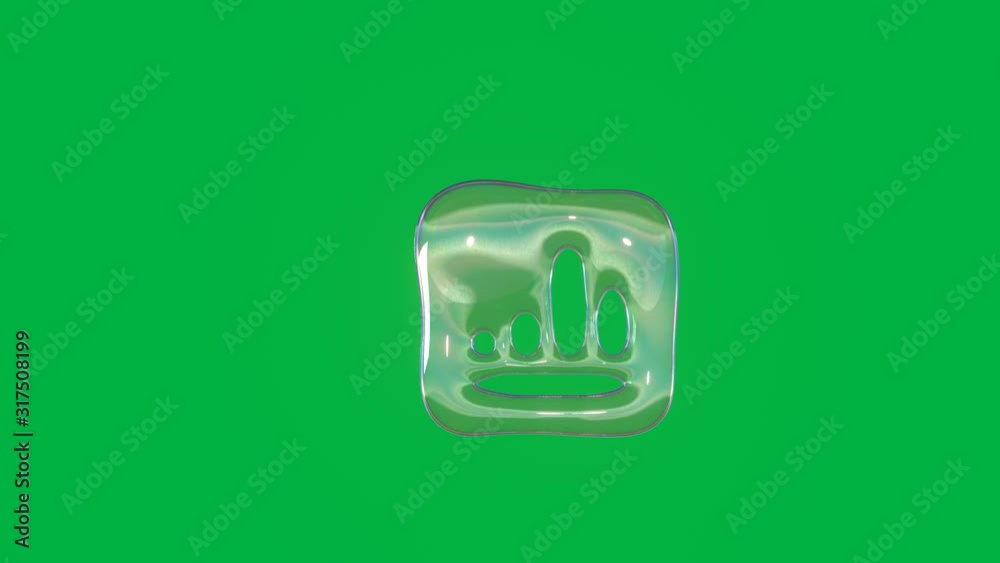 seamless loop 4k 3D rendering of distorted transparent soap bubble in shape of icon of financial ...