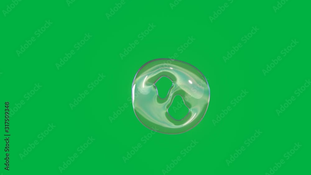 seamless loop 4k 3D rendering of distorted transparent soap bubble in ...
