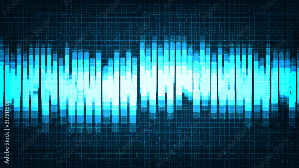 Digital Sound Wave Low and Hight richter scale on Light Blue Background ...