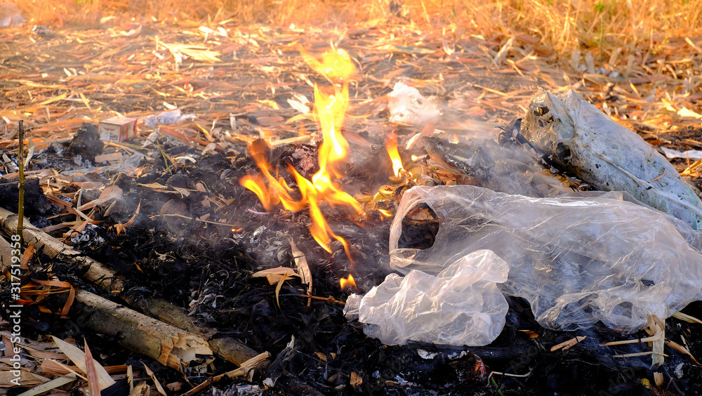 Plastic debris in the fire creates gases that are harmful to humans and ...