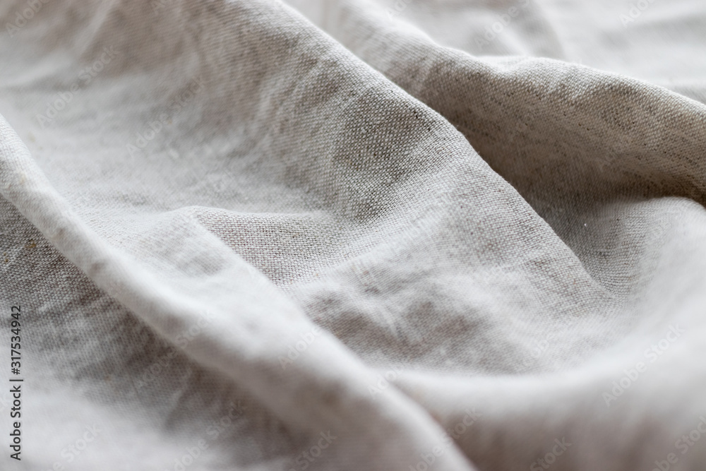 Natural linen fabric texture. Rough crumpled burlap background ...