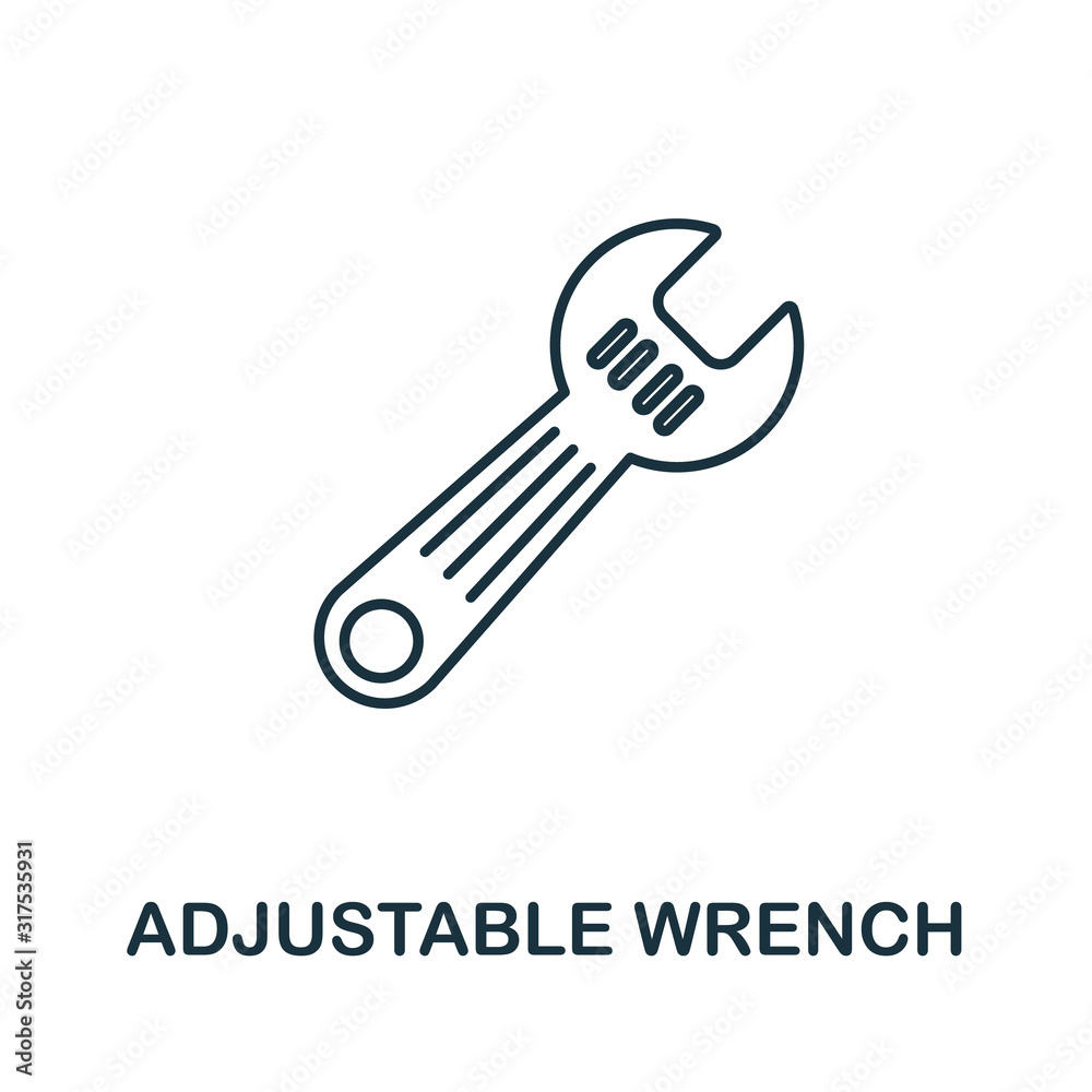 Adjustable Wrench line icon. Thin style element from construction tools ...