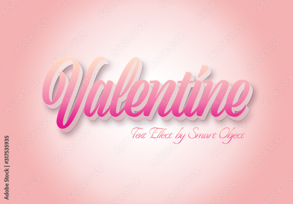 Valentine 3D Text Effect Mockup Stock Template | Adobe Stock