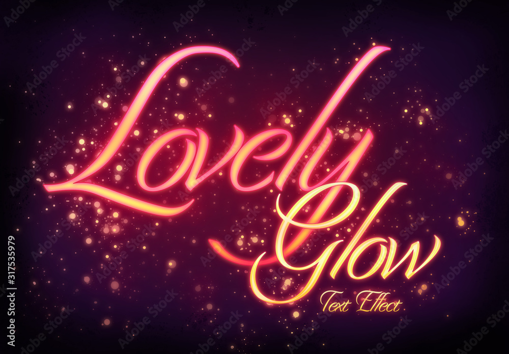 Lovely Golden Glow Text Style Mockup Stock Template | Adobe Stock