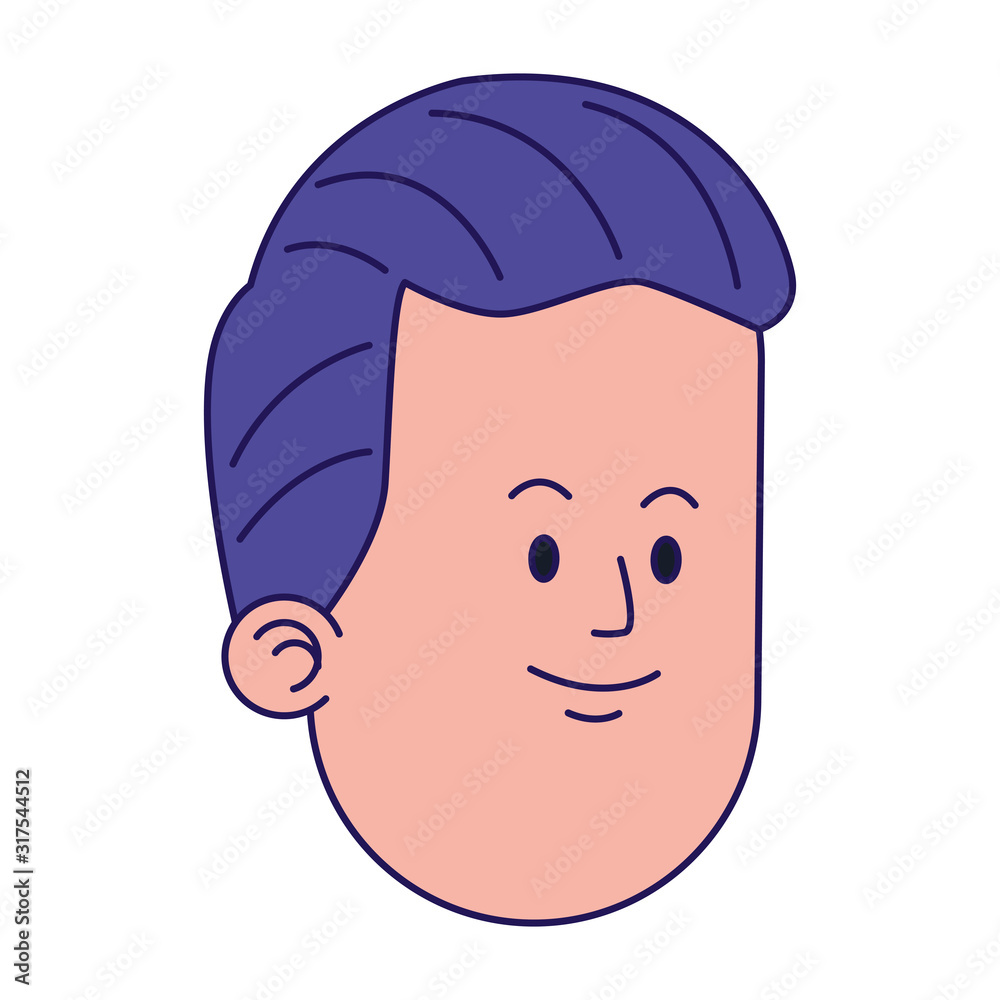 cartoon man with purple hair icon, colorful design Stock Vector | Adobe ...