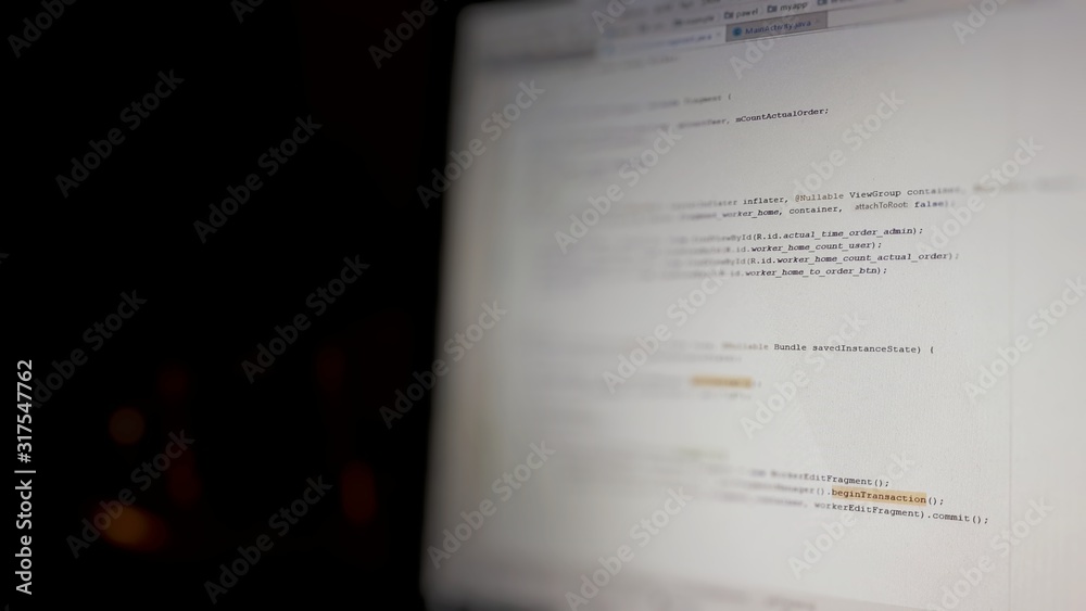 Abstract computer script code. Programming code screen of software ...