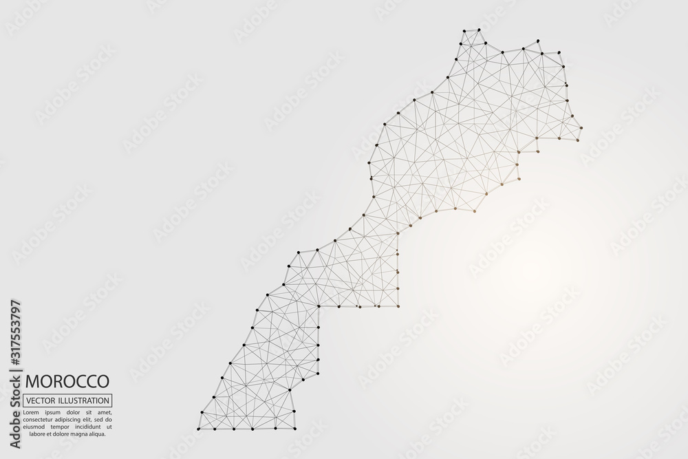 A map of Morocco consisting of 3D triangles, lines, points, and ...