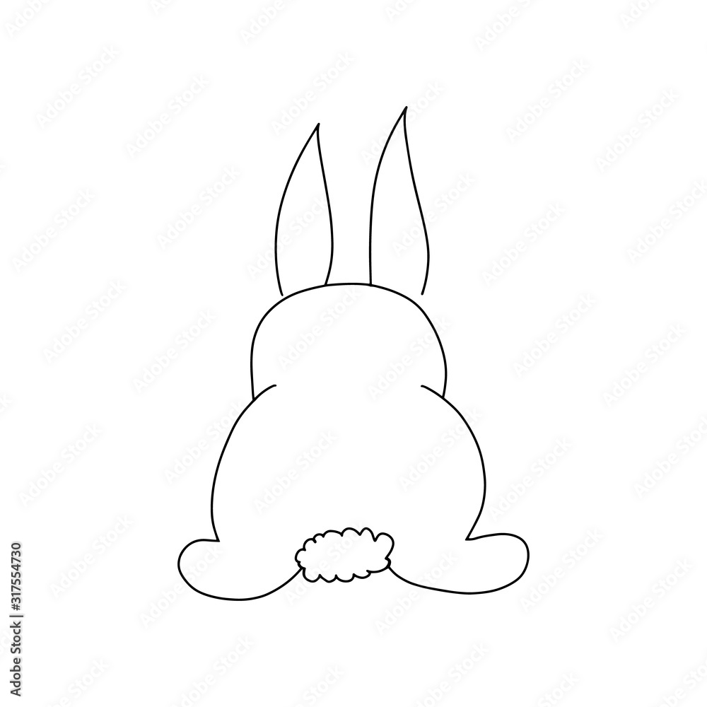 Outline symbol collection runaway rabbit doodle. Cartoon style pet ...
