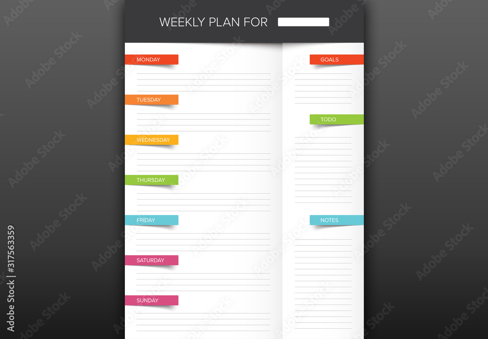 Weekly Planner Layout Stock Template | Adobe Stock