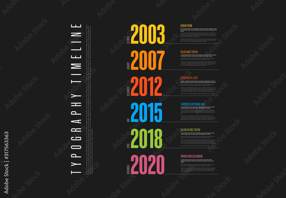 Typography Timeline Layout with Big Year Numbers Stock Template | Adobe ...