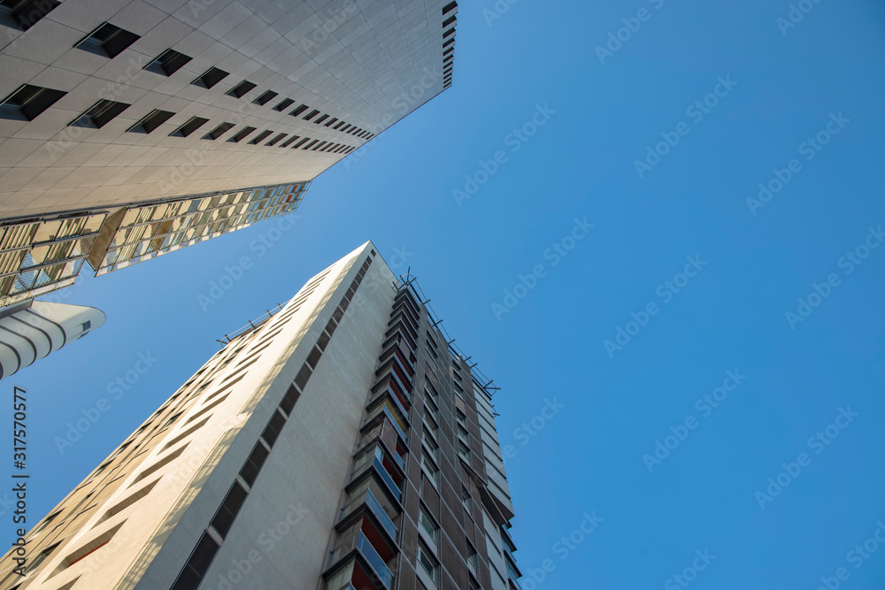 common modern building exterior facade tower construction frame ...