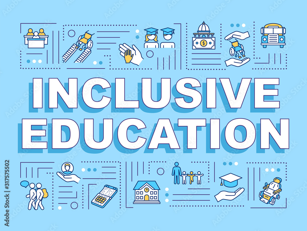 Inclusive education word concepts banner. University program. People ...