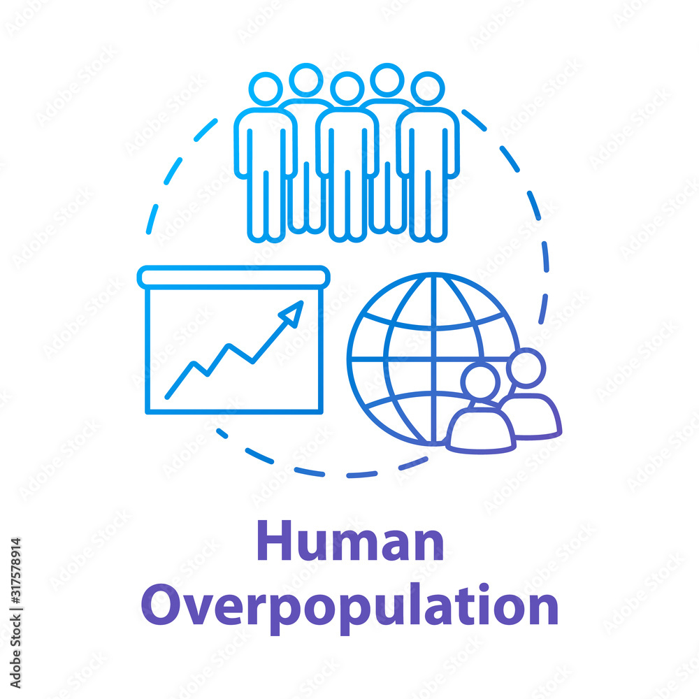 Human overpopulation concept icon. Birth rate increase. International ...