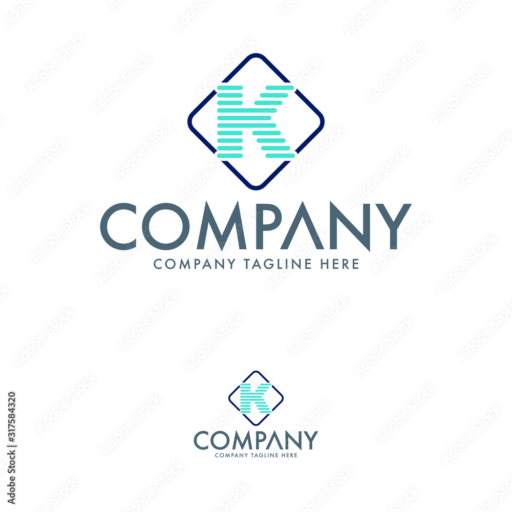 Logo. Initial K logo design inspiration. Initial linear square logo ...