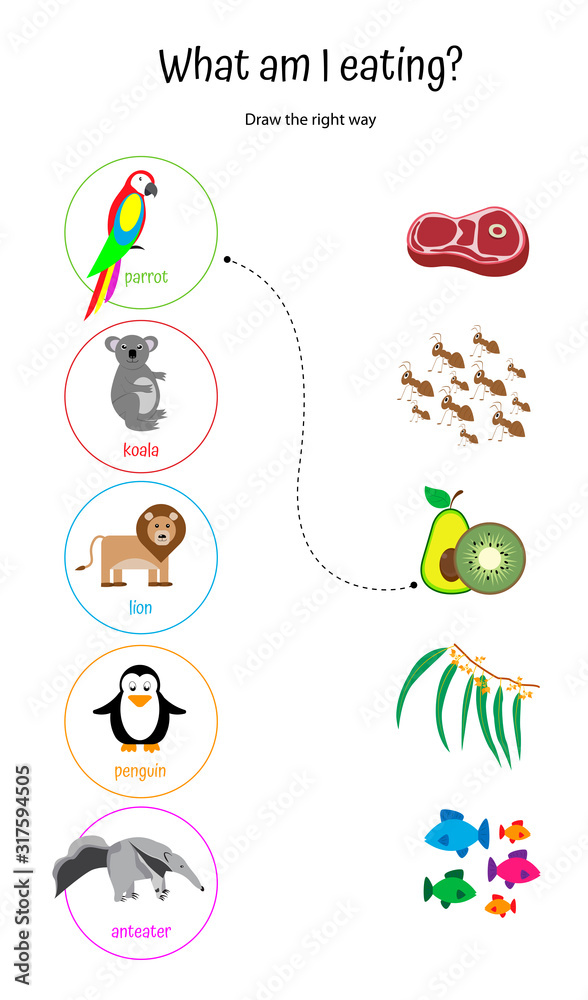 What am I eating? Find animal’s food, draw path. Educational game ...
