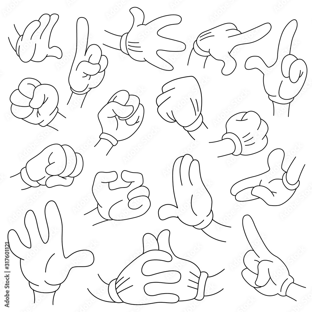 Cartoon hands set Stock Vector | Adobe Stock